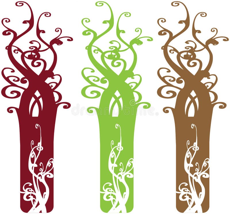 Interesting Ornate Tree Design Elements Stock Illustration ...