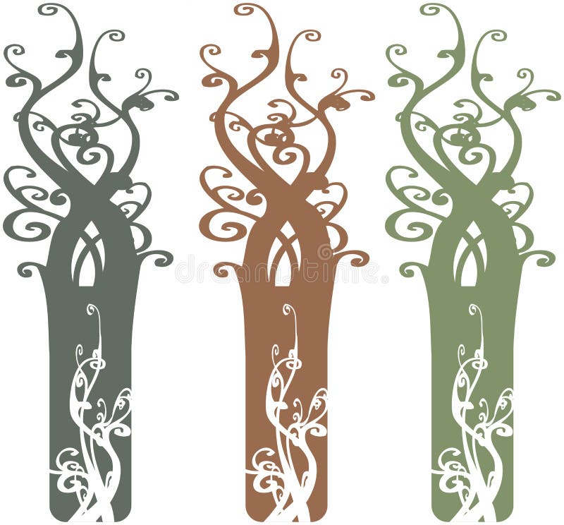 Interesting Ornate Tree Design Elements Illustrati Stock Illustration ...