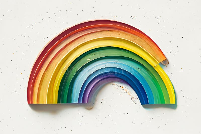 Interesting Painted-look Rainbow with White Background Stock ...