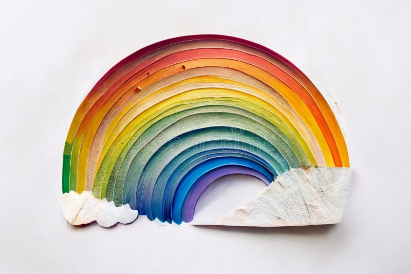 Interesting Painted-look Rainbow with White Background Stock ...