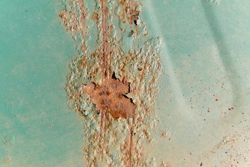 Interesting Pattern of Rust Stains on a Painted Iron Sheet. Stock Photo ...
