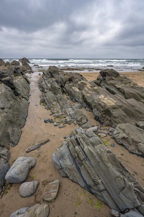 Interesting Rock Formations on Cornwall Beaches Stock Photo - Image of ...