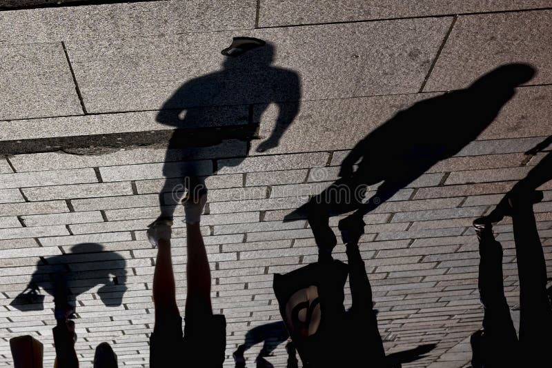 Shadow of Two Pedestrians at the End of the Stairs Stock Photo - Image ...