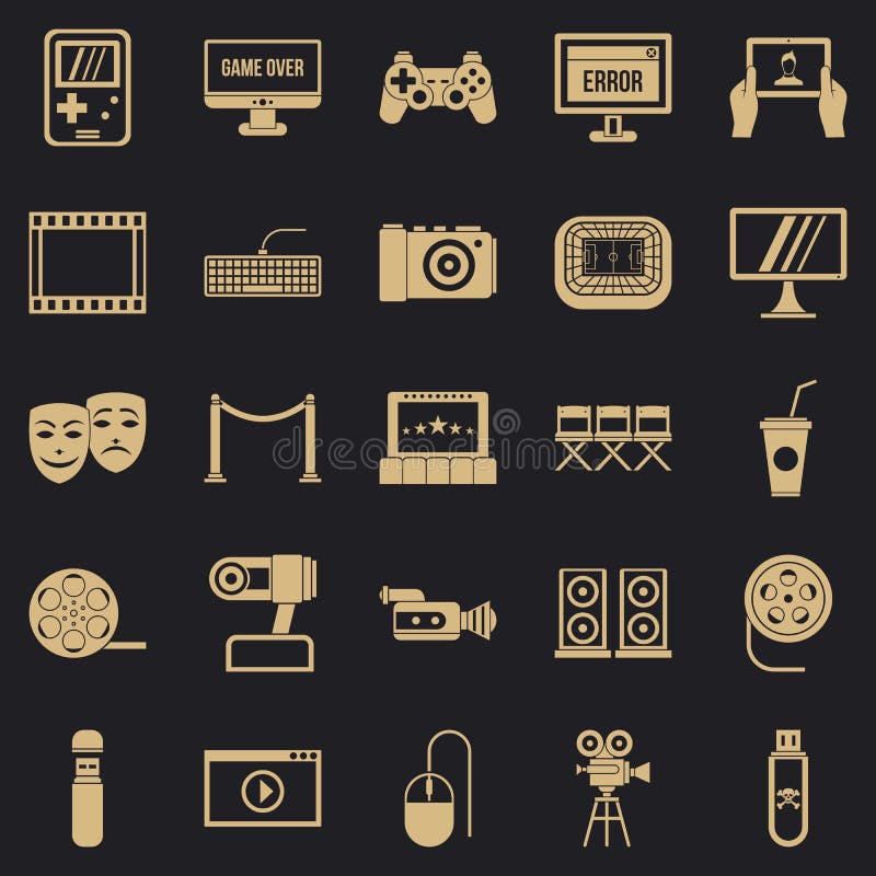 Interesting Show Icons Set, Simple Style Stock Vector - Illustration of ...
