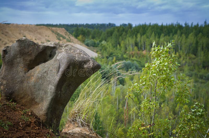 Interesting Stone on the Edge of the Cliff. Stock Image - Image of ...