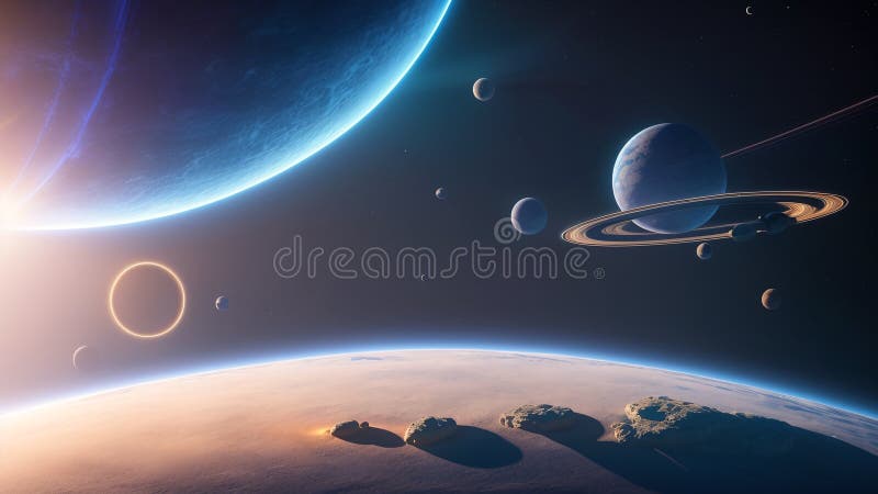 An Interesting View of a Group of Planets in the Sky AI Generative ...