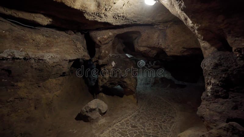 An Underground Cave with Artificial Lighting. Stock Footage - Video of ...