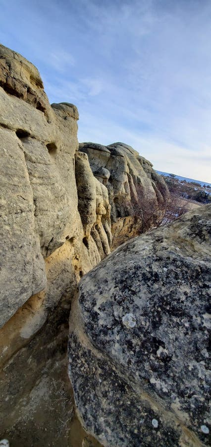 Interesting View of Some Hoodoo Cliff Faces Stock Photo - Image of ...