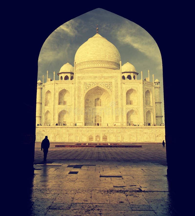 Interesting View of Taj Mahal, India. Stock Image - Image of landscape ...