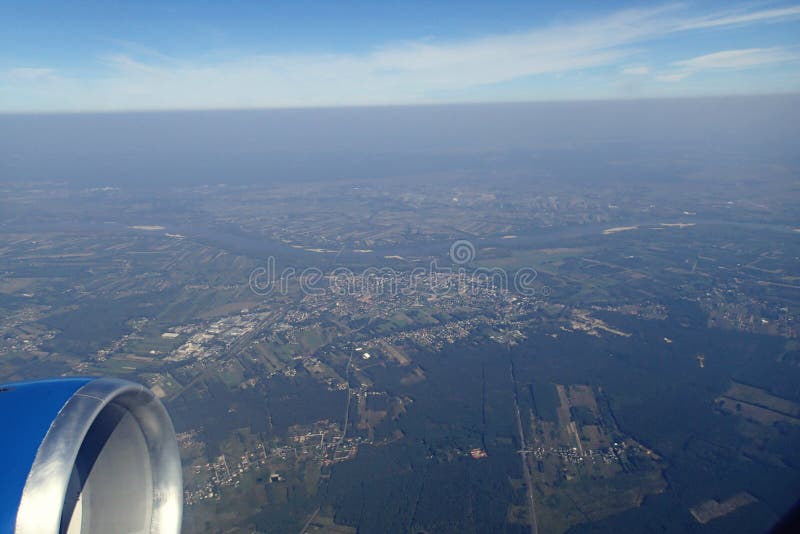 Interesting Views from the Airplane Window on a Warm Summer Day Stock ...