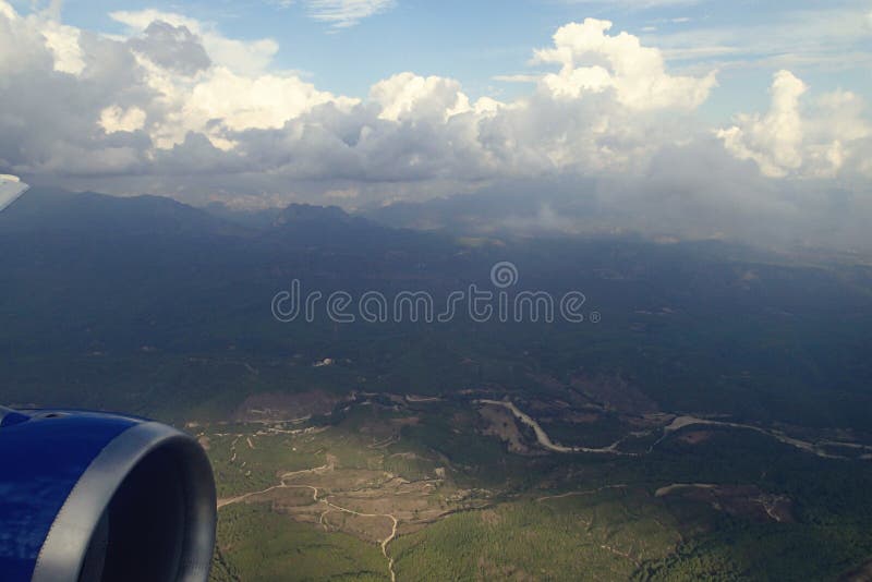 Interesting Views from the Airplane Window on a Warm Summer Day Stock ...