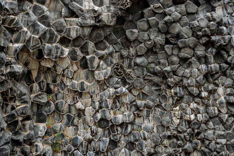 Interesting Volcanic Rock Shapes, Basalt Column Pattern Stock Photo ...