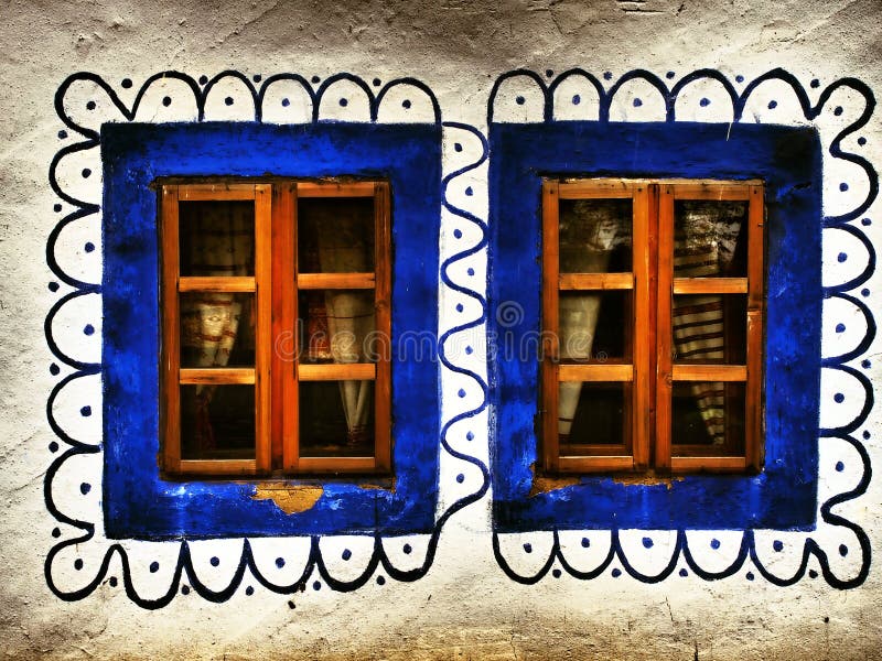 Interesting Windows on an Old House, Nicely Colored Stock Image - Image ...