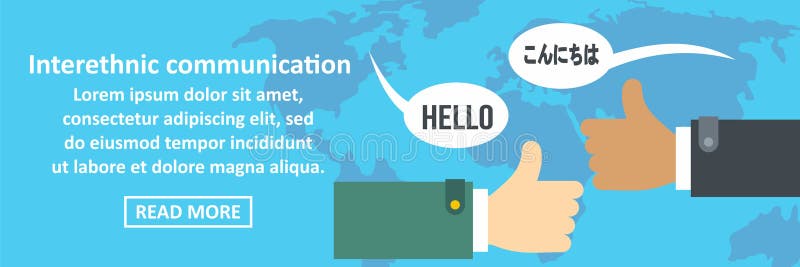 Interethnic Communication Banner Horizontal Concept Stock Vector ...