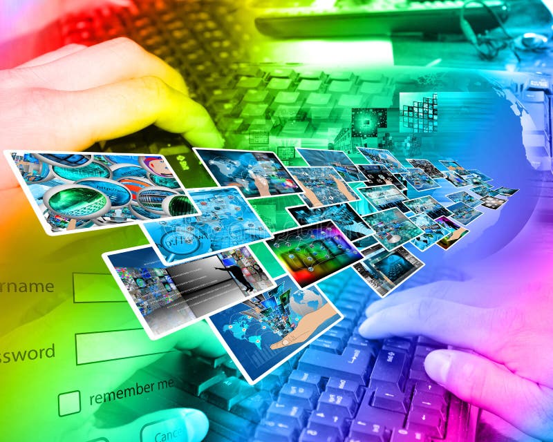 Multimedia Streaming from the Laptop Screen Stock Photo - Image of ...