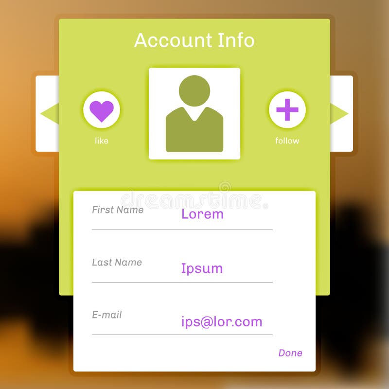Interface Account Login, Information on a Social Network Stock Vector ...