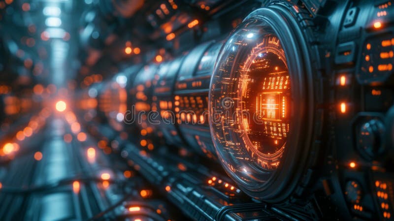 Interface of AI Machine in Futuristic Space, Computer Dashboard in ...