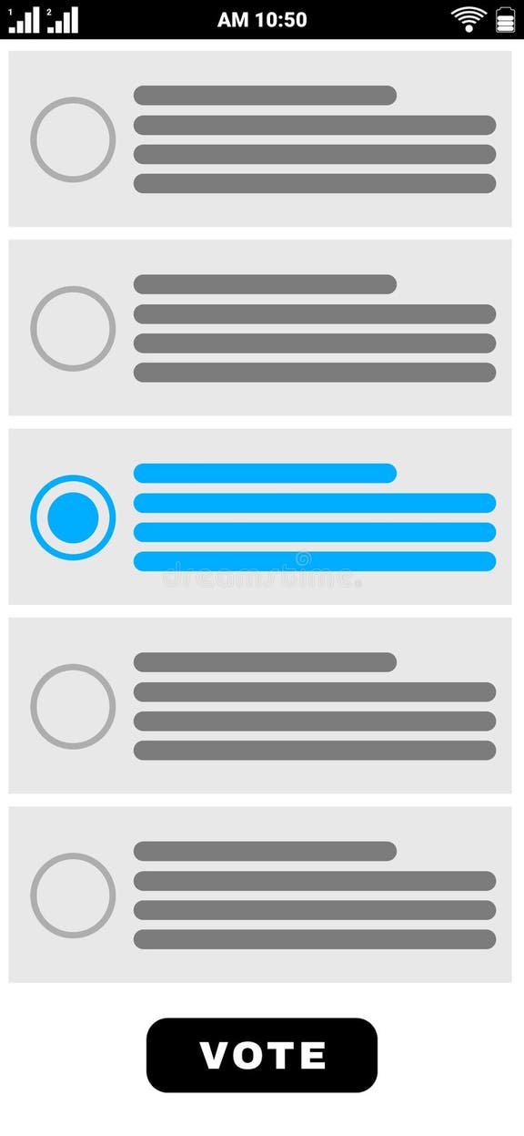 Interface of App for Electronic Voting on Smartphone Stock Illustration ...