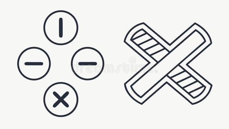 Interface Buttons for Interaction, Plus, Minus, Cross, Vector Design ...