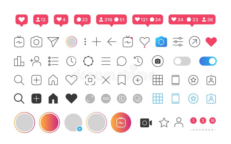 Social Media Icons, Buttons Collection in Vector. Editorial Photo ...