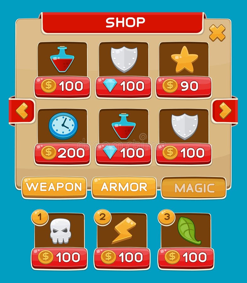 Interface Buttons Set for Games or Apps Stock Vector - Illustration of ...