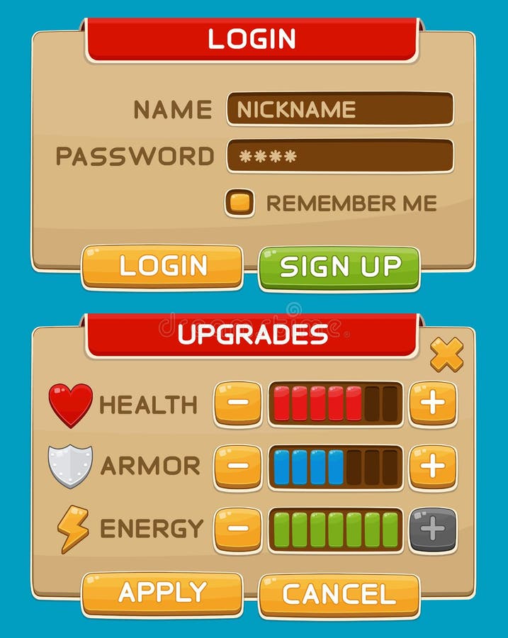 Interface Buttons Set for Games or Apps Stock Vector - Illustration of ...