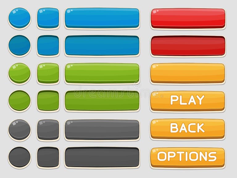 Interface Buttons Set for Games or Apps Stock Vector - Illustration of ...