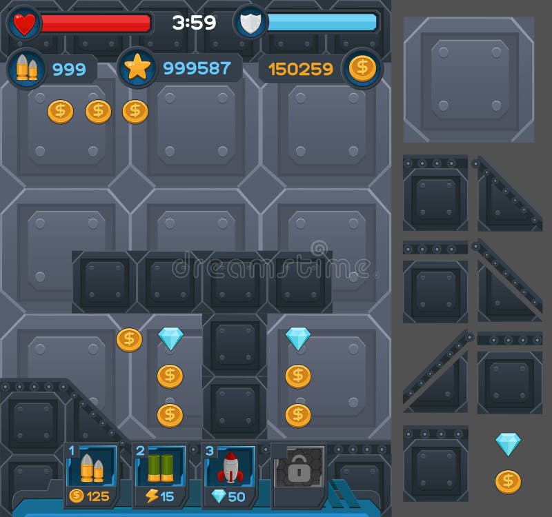 Interface Buttons Set for Games or Apps Stock Vector - Illustration of ...