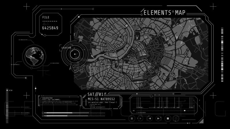 Interface with a City Map in HUD Style. Stock Footage - Video of graph ...