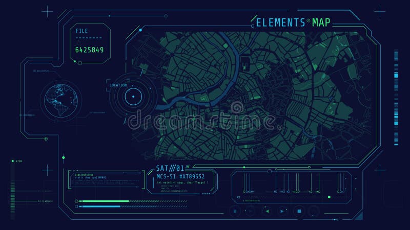 Interface with a City Map in HUD Style. Stock Footage - Video of graph ...