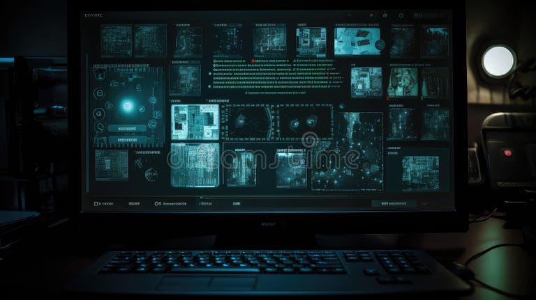 Interface Computer Screen Dark Stock Illustration - Illustration of ...