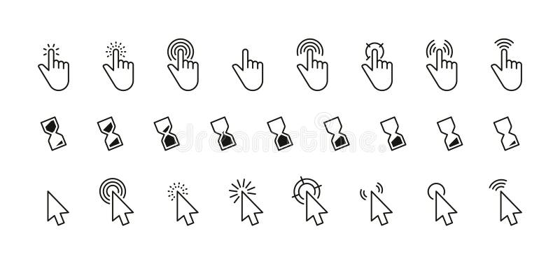 Interface Cursor Icon Computer Mouse Click Arrow Or Finger Pointer Loading Sign Simple