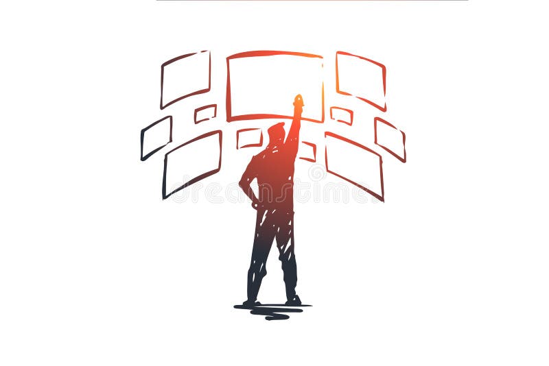 Interface, Design, Page, Screen, Layout Concept. Hand Drawn Isolated ...