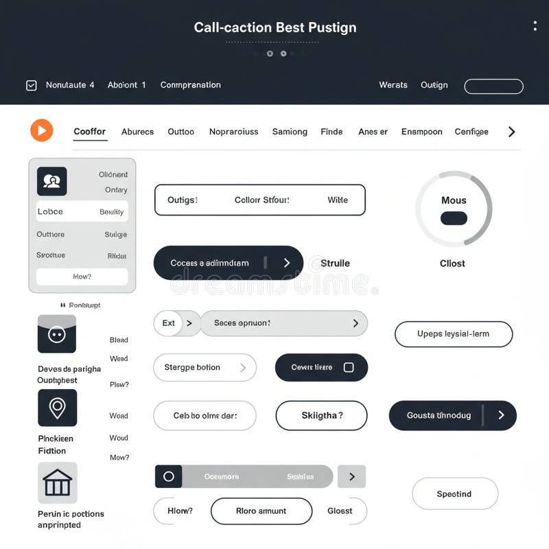 Interface Design Showcasing Various Buttons, Sliders, and Navigational ...