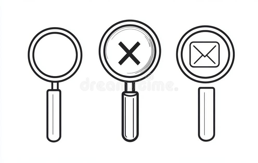 Interface Design Utilizes Linear Icons Such As Error, Magnifying Glass ...