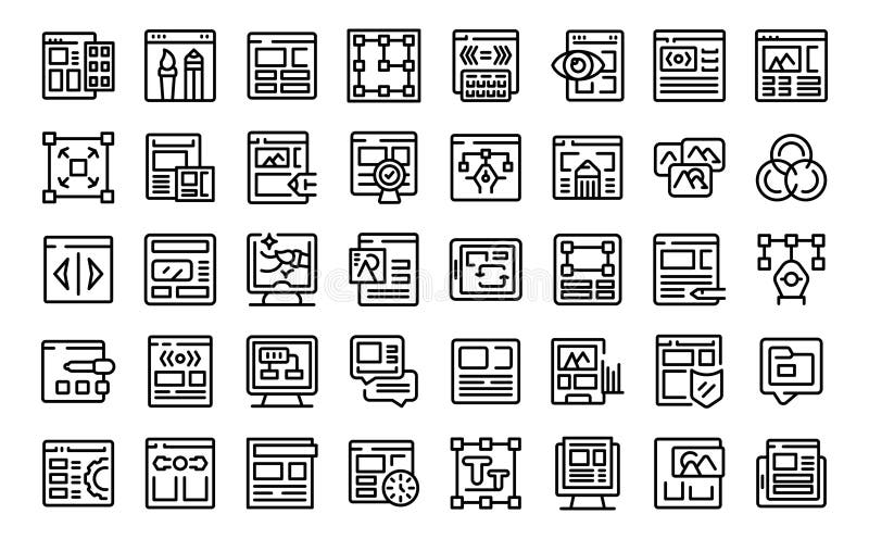 Interface Designer Icons Set Outline Vector. Person System Stock Vector ...