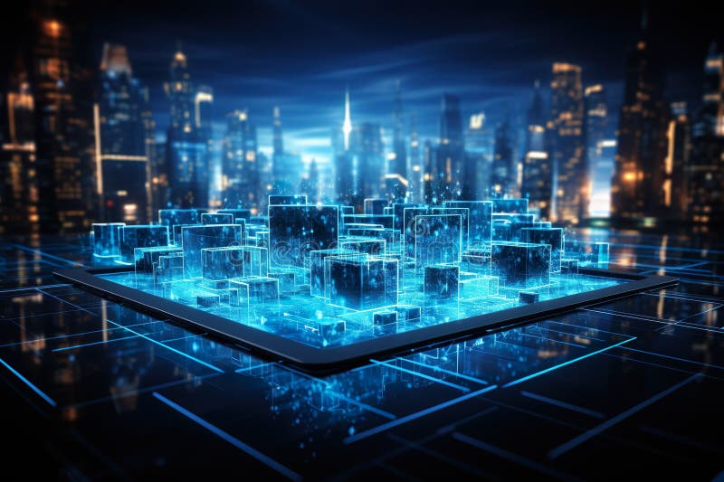 Interface the Distance Computer Digital Technology Background. Stock ...