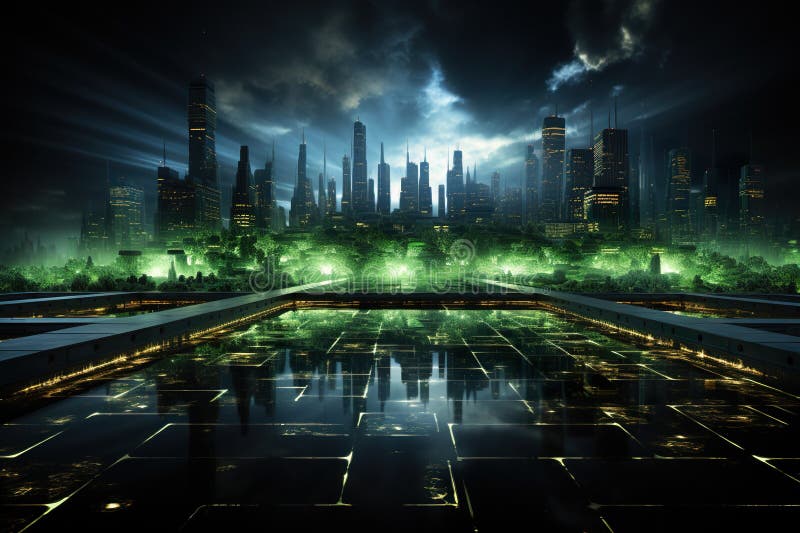 Interface the Distance Computer Digital Technology Background. Stock ...