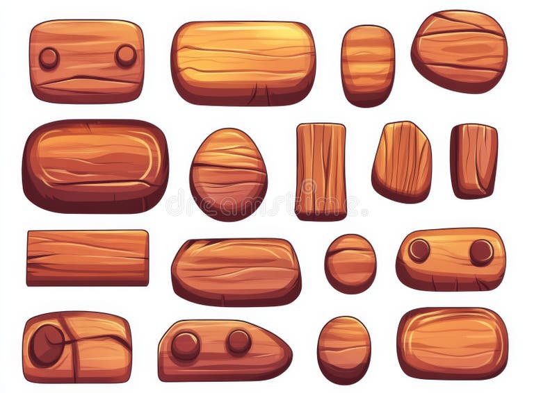 Interface Elements Made of Wood with a Natural Grain Texture. this Set ...