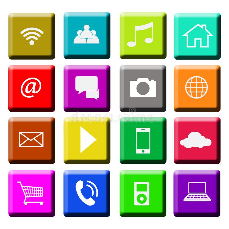 Interface Icons, Multi Colored Stock Image - Image of broadcasting ...