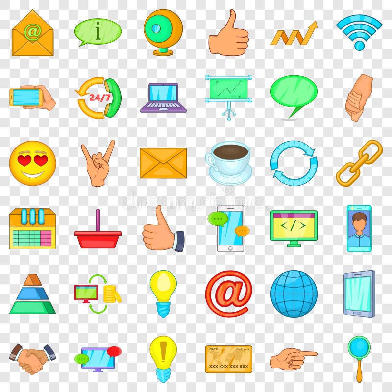 Interface Icons Set, Cartoon Style Stock Vector - Illustration of ...