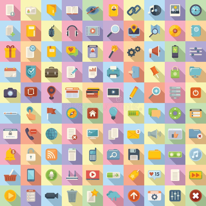 Interface Icons Set Flat Vector. Comment Browser Stock Illustration - Illustration of flat ...