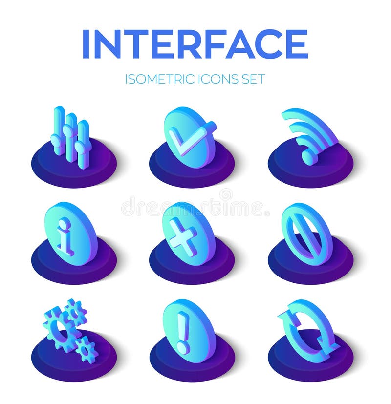 Interface Icons Set. User Interface 3D Isometric Icons for Mobile and ...