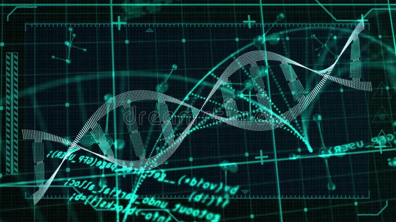 Upon Interface Initialization Dna Helix Rotating Clockwise As Code Scrolling Highlighting Nodes