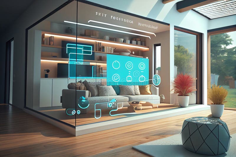 Interface Inteligente Home Com a Realidade Aumentada De Iot Ilustração ...