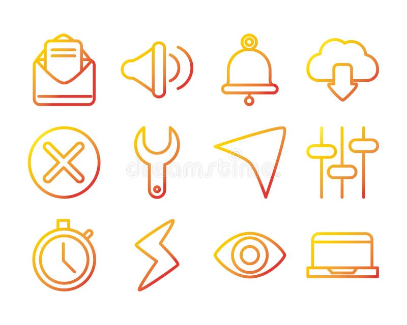 Interface Internet Web Technology Digital Icons Set Stock Vector ...