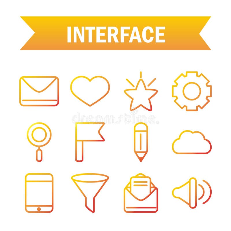 Interface Internet Web Technology Digital Icons Set Stock Vector ...