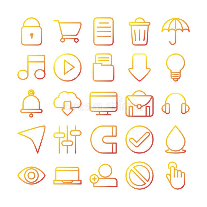 Interface Internet Web Technology Digital Icons Set Stock Vector ...