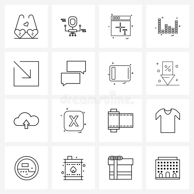 16 Interface Line Icon Set of Modern Symbols on Arrow, Bar S, Web, Bar ...
