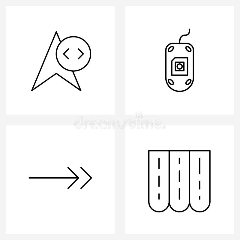 4 Interface Line Icon Set of Modern Symbols on Arrow, Arrow, Mouse ...